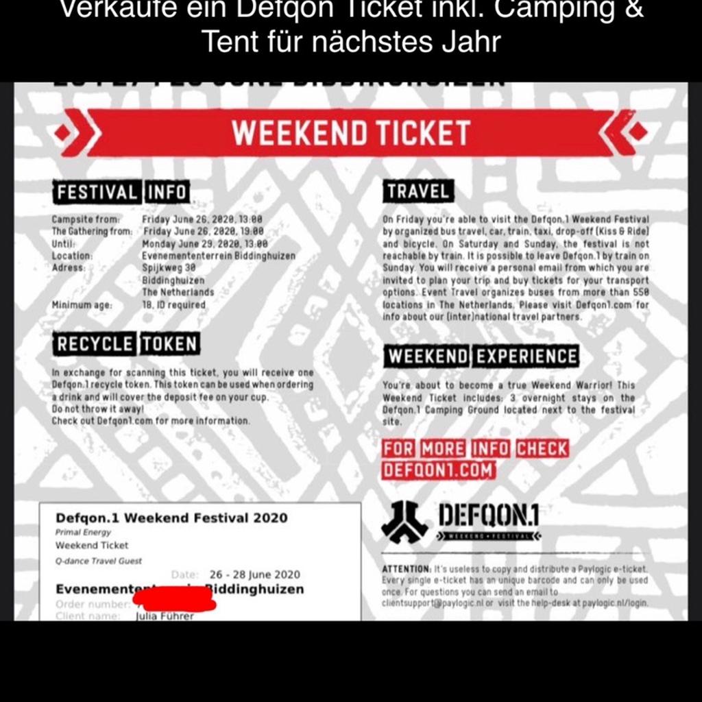 Defqon 1 Ticket inkl. Camping und Zelt in 5233 Pischelsdorf am ...