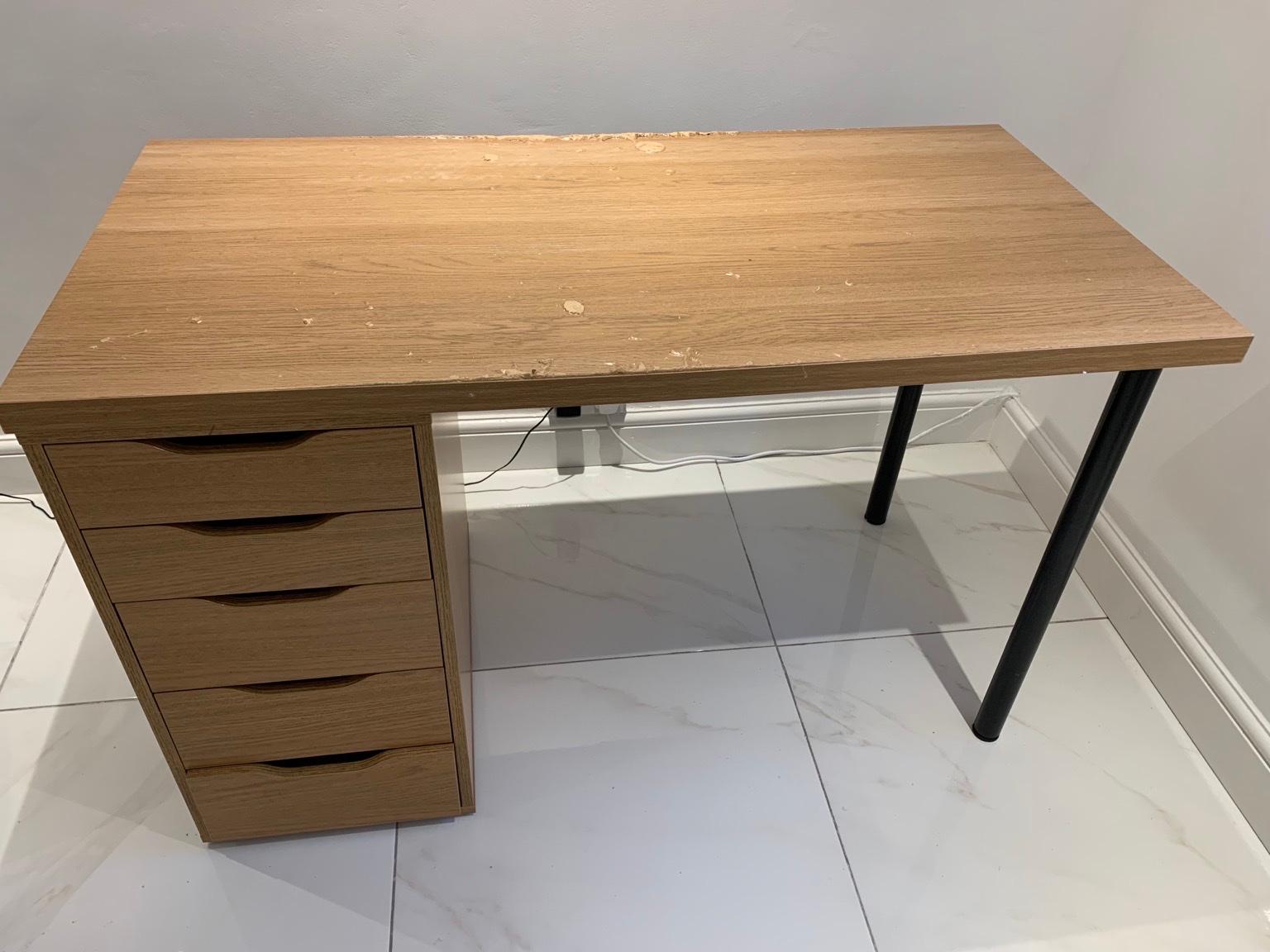 IKEA Oak/Black Desk in London Borough of Brent for free for sale | Shpock