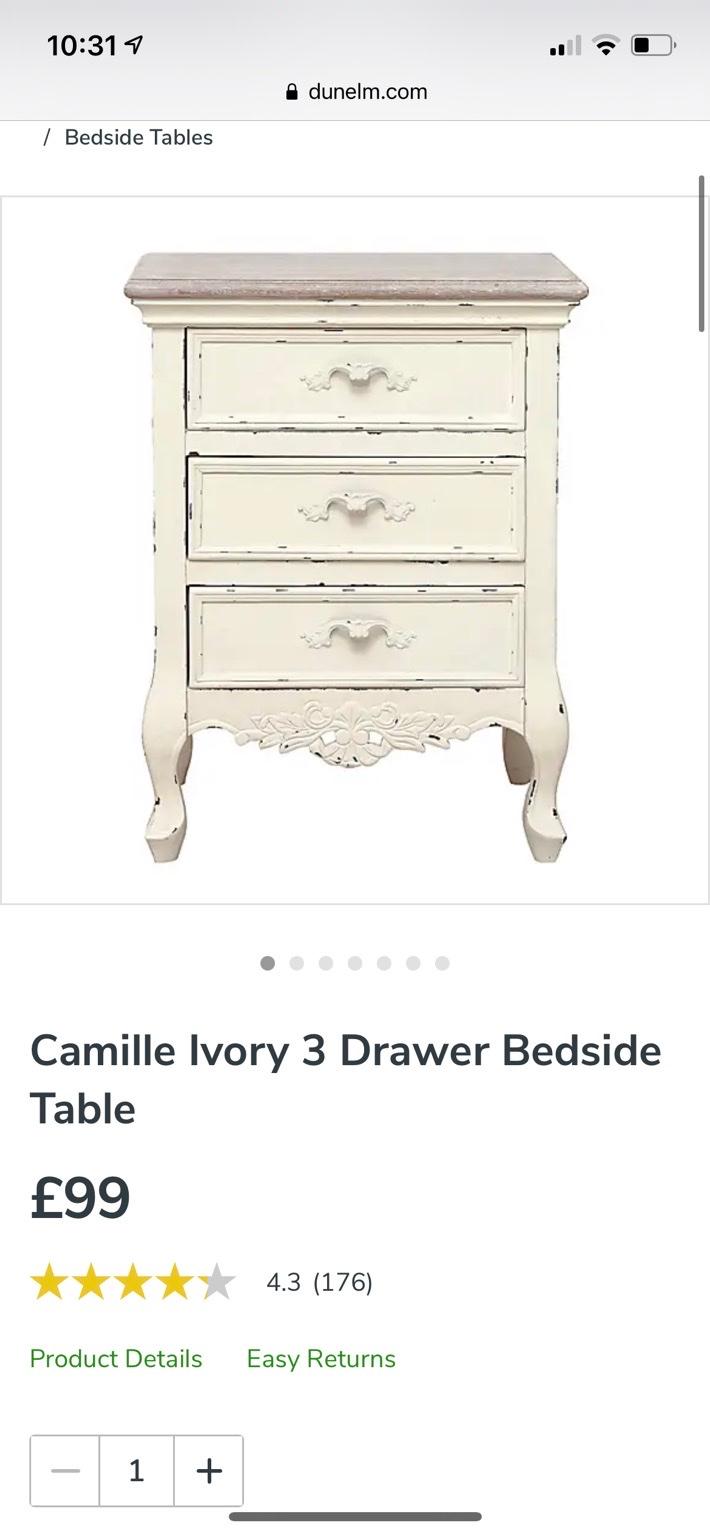Camille Ivory Chester drawers and 2 x bedside in CM9 Maldon for £180.00 ...