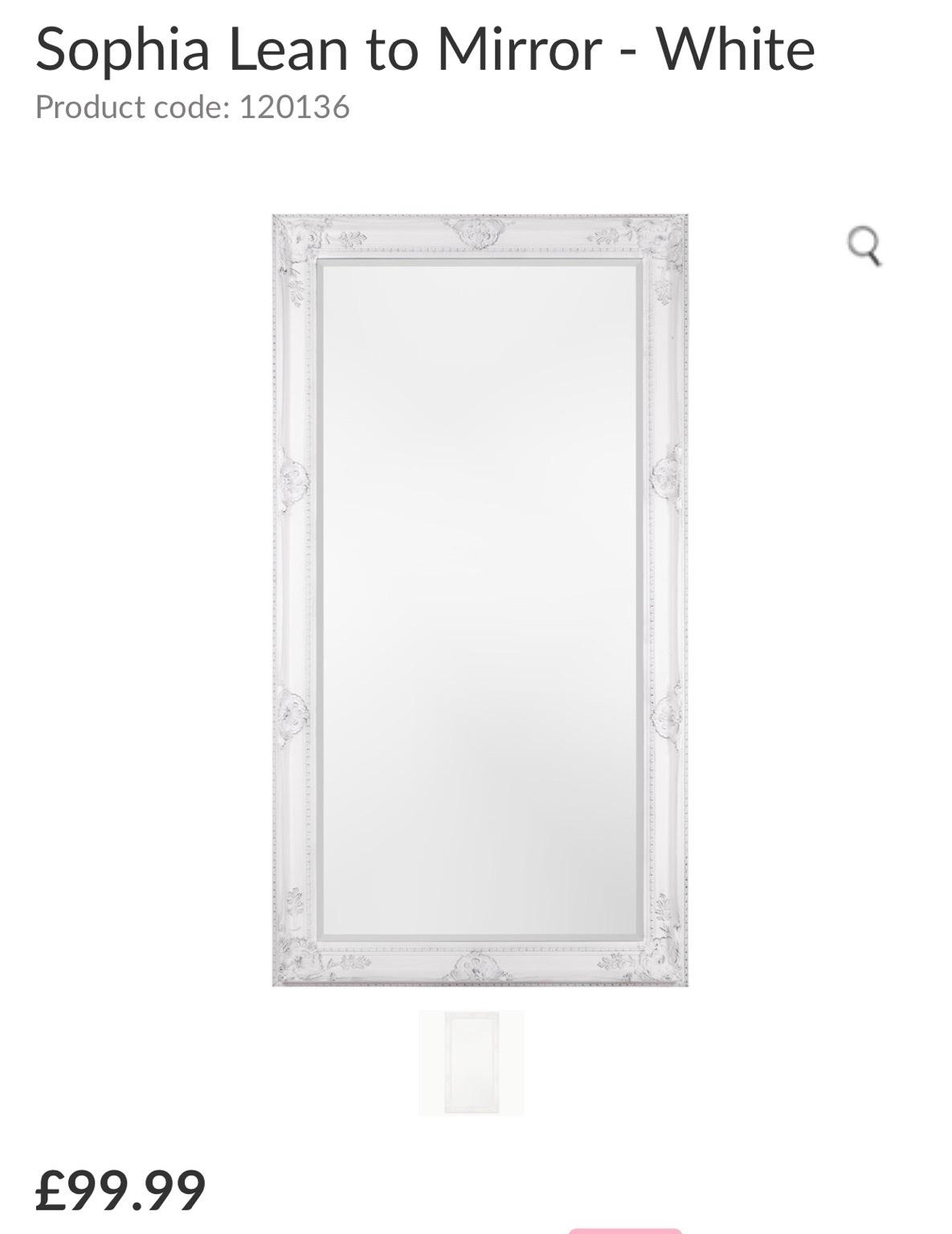 Sophia Lean to Mirror 172 X 92 Cm White in B13 Birmingham for £60.00 ...