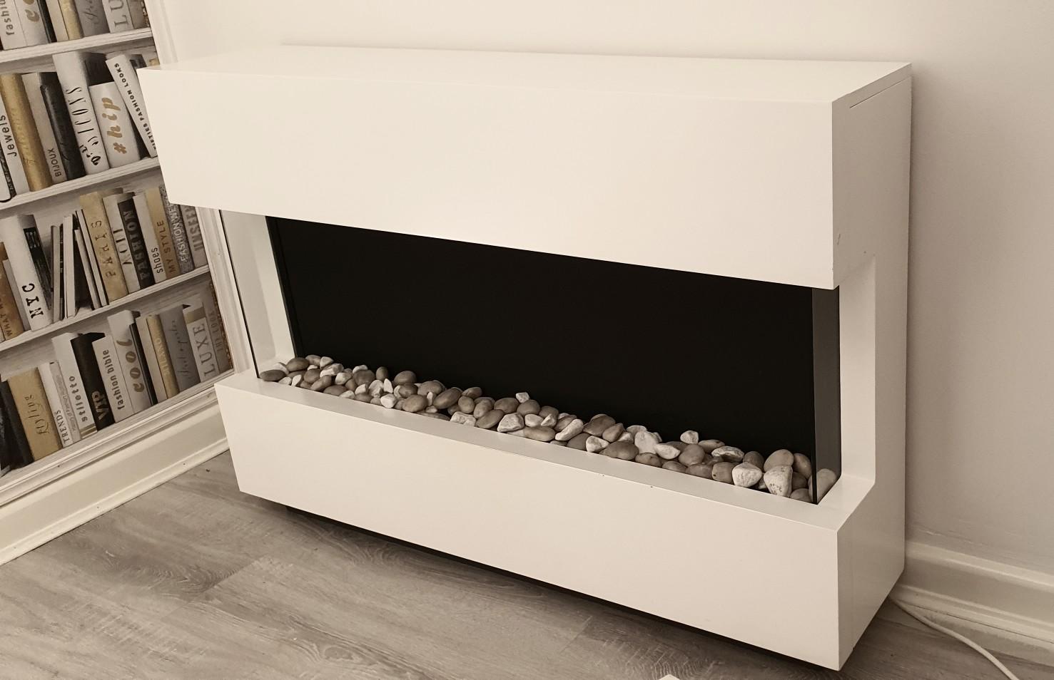 White Glass Box Effect Electric (Remote) Fire in B80 Redditch for £275. ...
