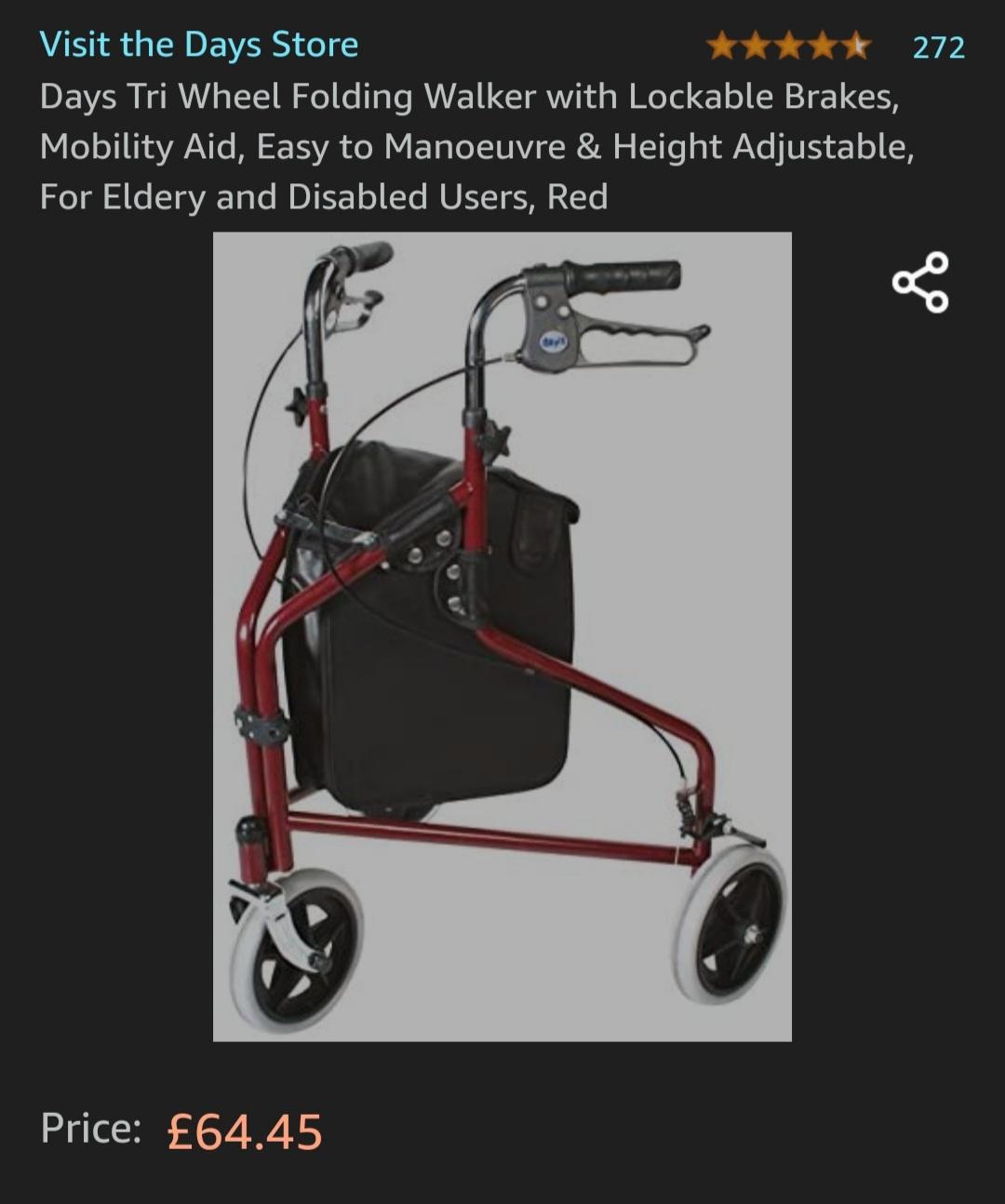 Days Tri Wheel walker in S74 Barnsley for £30.00 for sale | Shpock