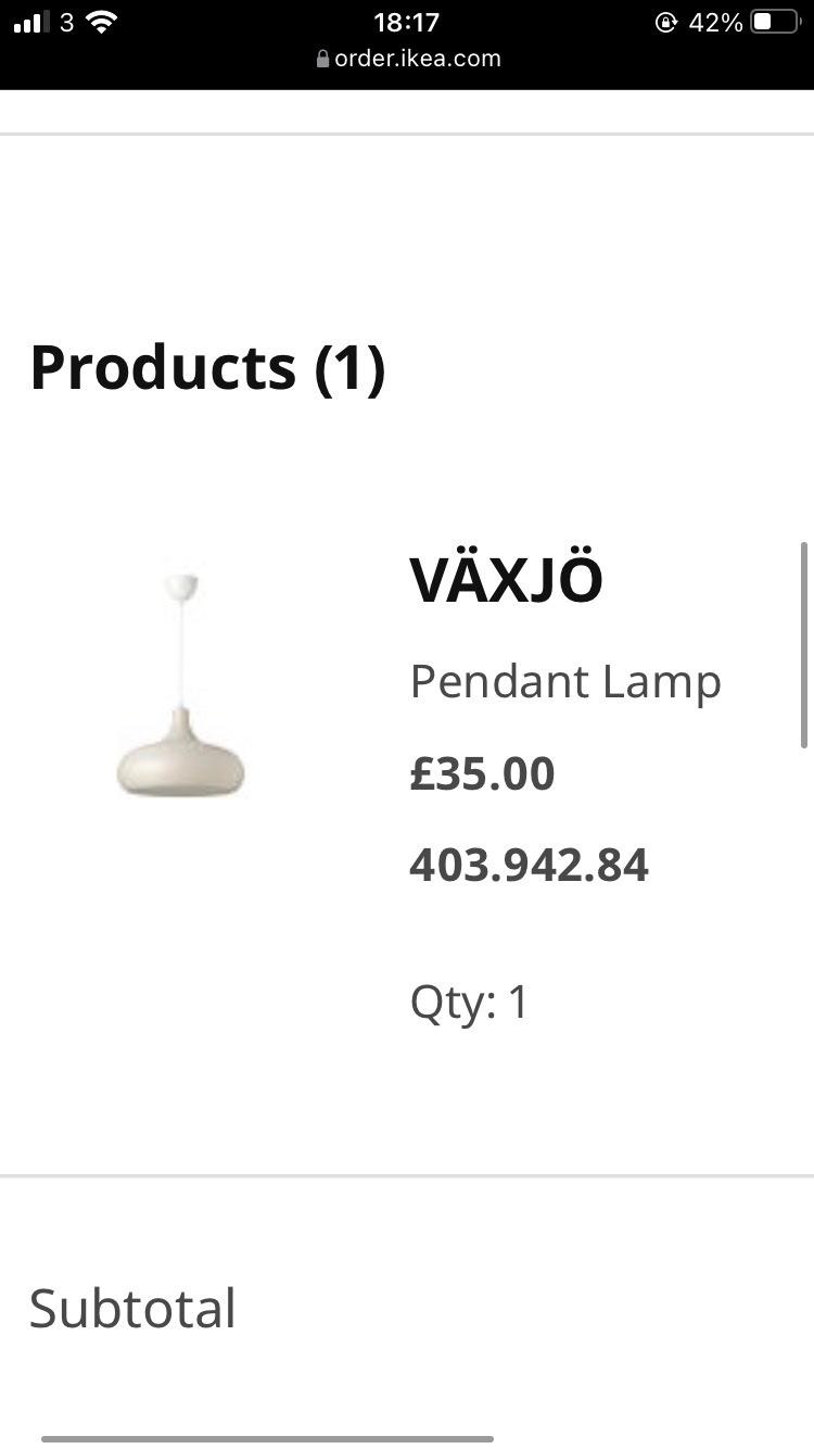 Ikea Vaxjo pendant lamp in B11 Birmingham for £30.00 for sale | Shpock