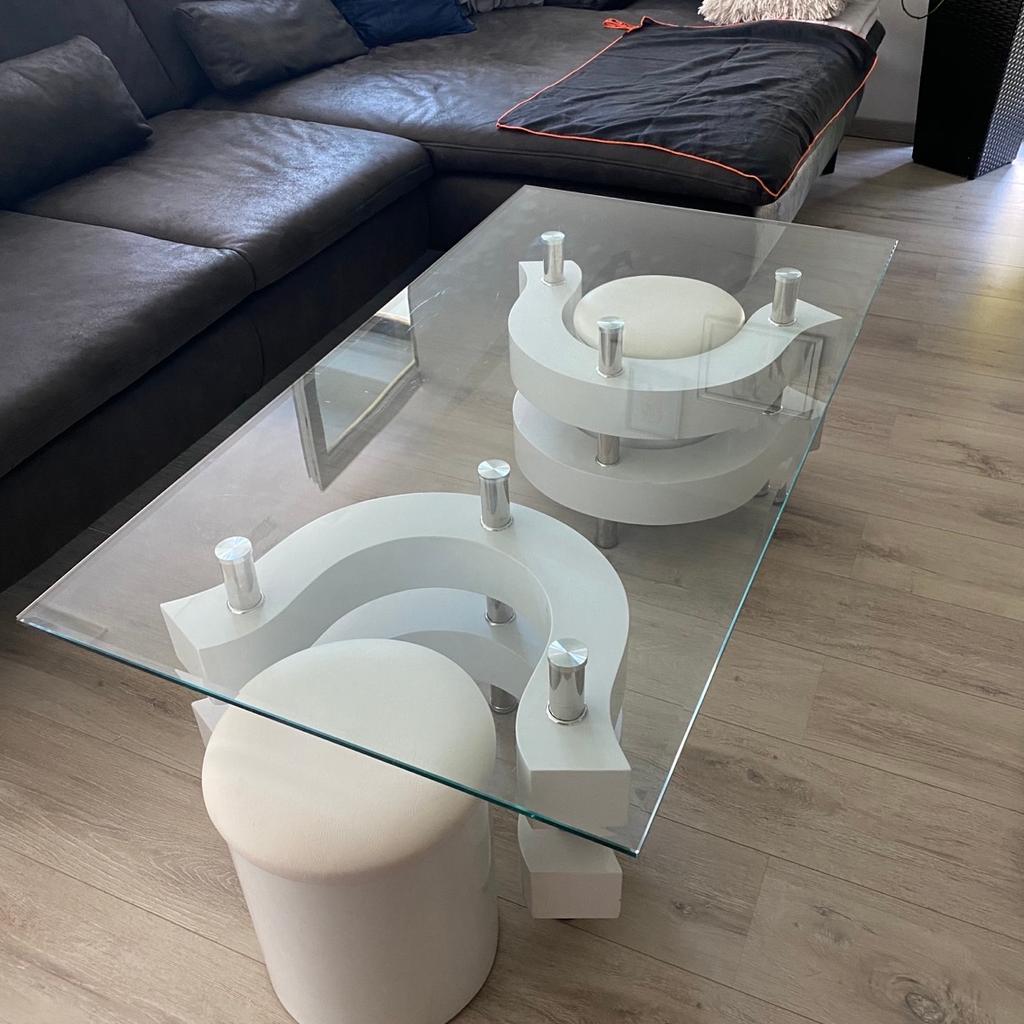 Glas Couchtisch Weiss