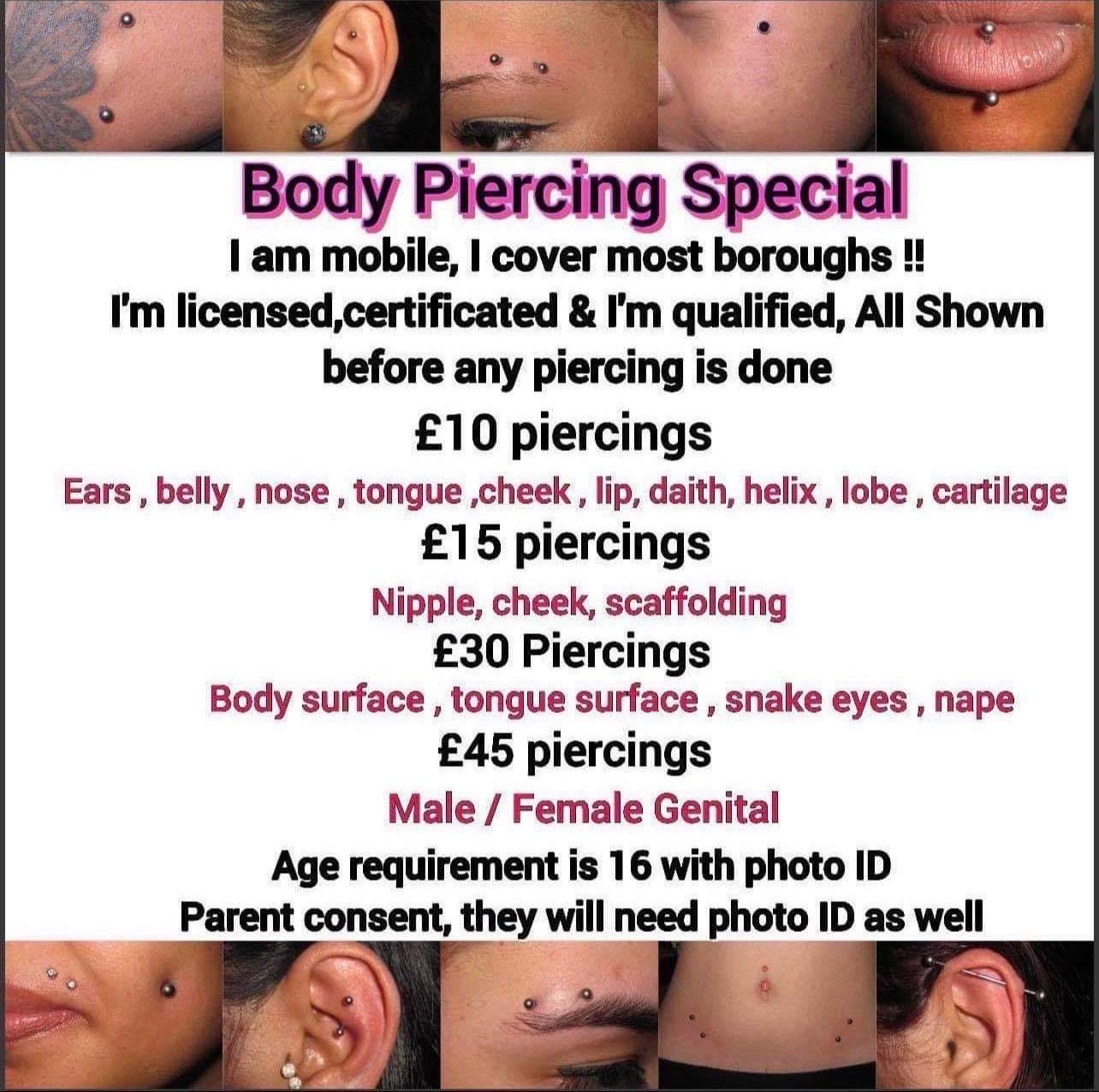 Mobile body piercings in London Borough of Barking and Dagenham for ...