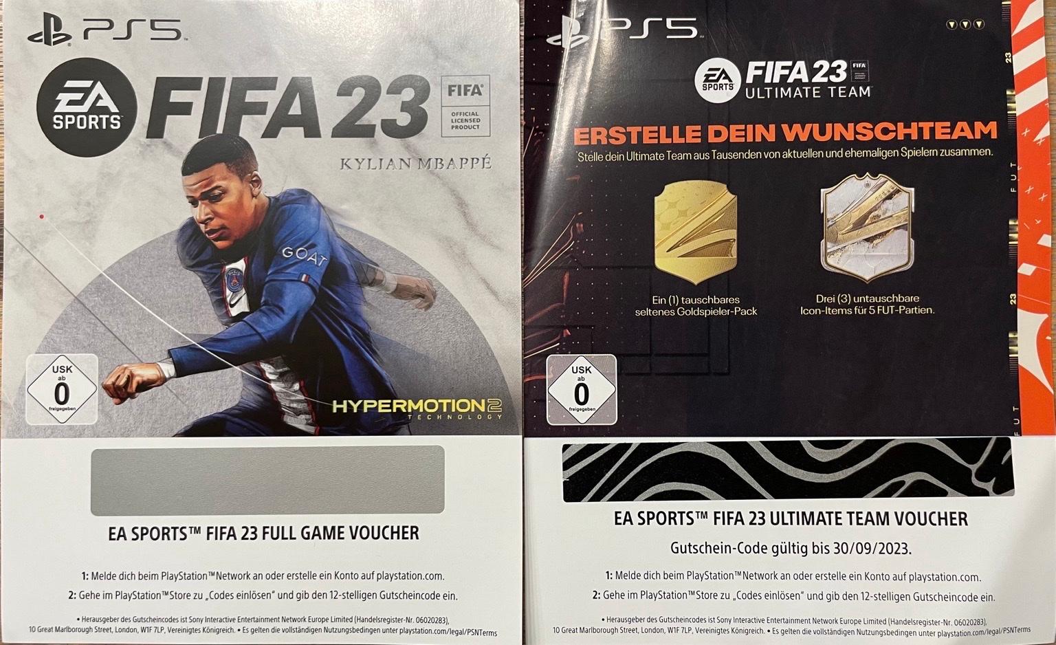 FIFA 23 PS5 & ultimate Team Voucher in 53518 Adenau für 33,00 € zum ...