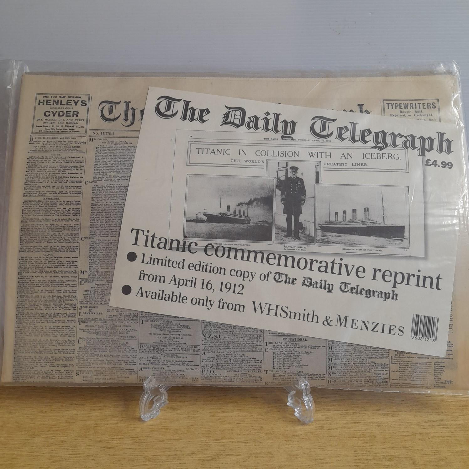 FACSIMILE "TITANIC" NEWSPAPER in PR5 Ribble für 3,50 £ zum Verkauf ...