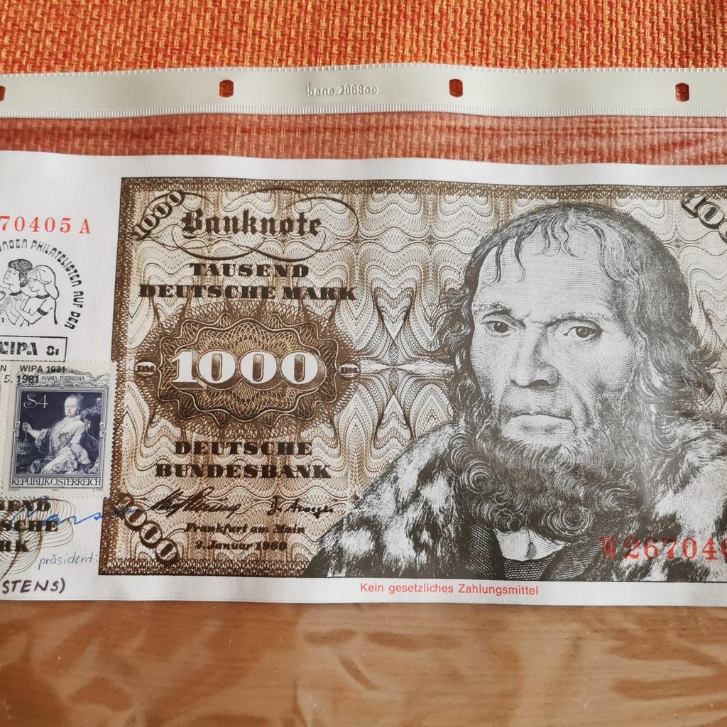 WIPA 1981 Banknote 1000 Deutsche Mark in 2700 Gemeinde Wiener Neustadt ...