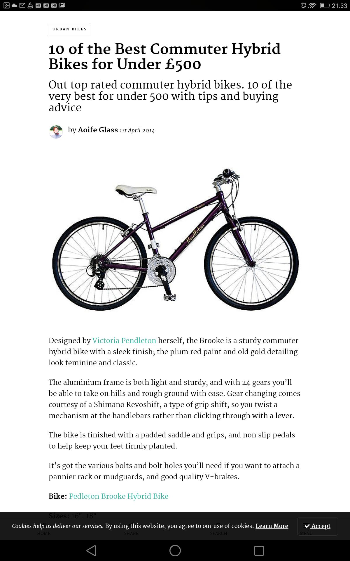 Pendleton Brooke hybrid bike in KT4 Ewell for £80.00 for sale | Shpock