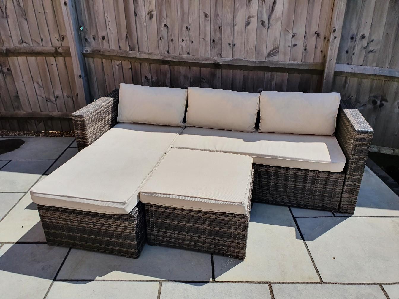 Rattan effect l-shaped sofa in B63 Dudley for £250.00 for sale | Shpock