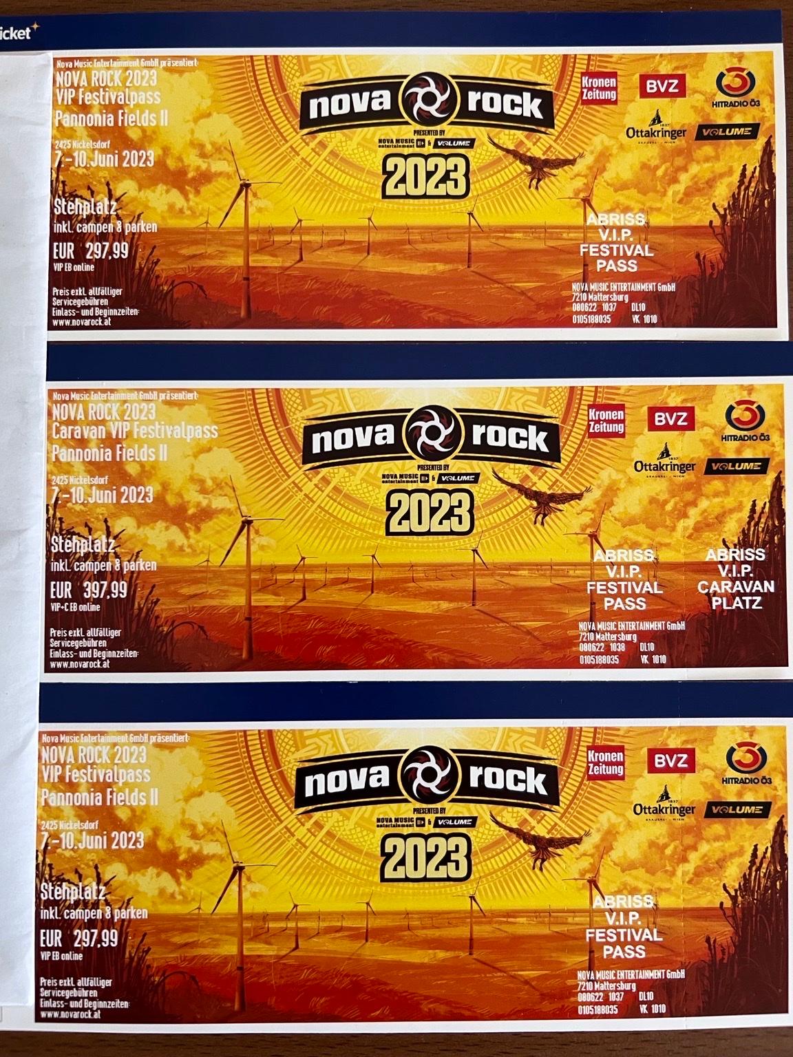 RES. VIP-Tickets + Caravan Nova Rock 2023 in 1110 Wien für 1.000,00 ...