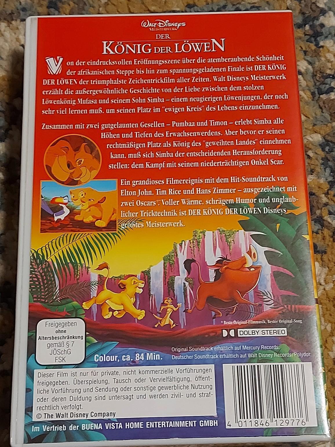 Walt Disney - Der König der Löwen VHS in 9421 Sankt Andrä für 250,00 ...