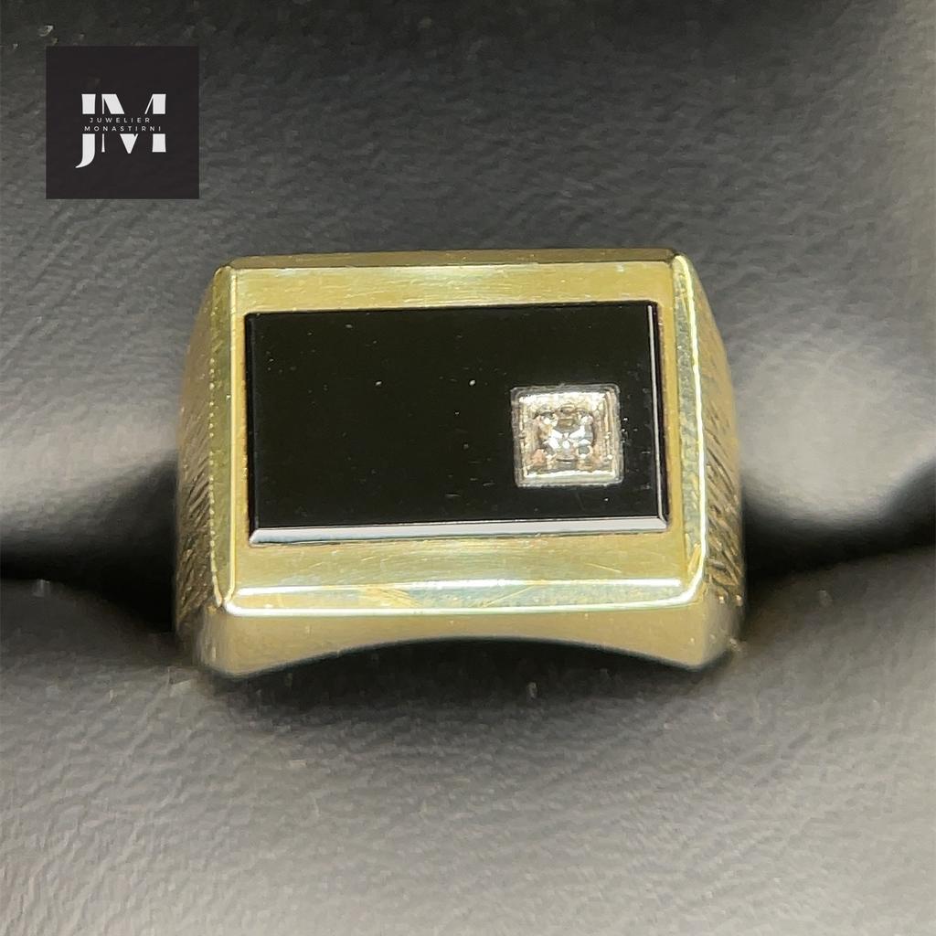 Herren Goldring 585 14K mit Diamant 💎 Onyx in 60329 Frankfurt für 450 ...