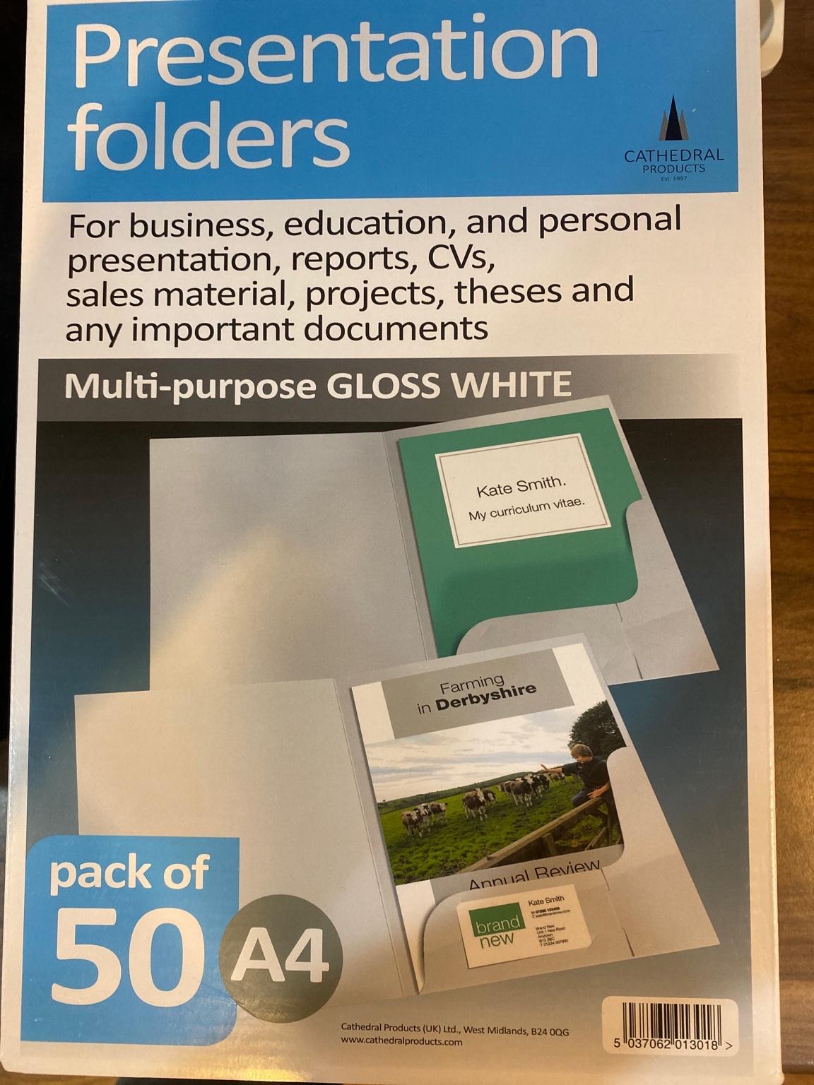 A4 Gloss White Presentation folders x100 in B98 Redditch für 60,00 ...
