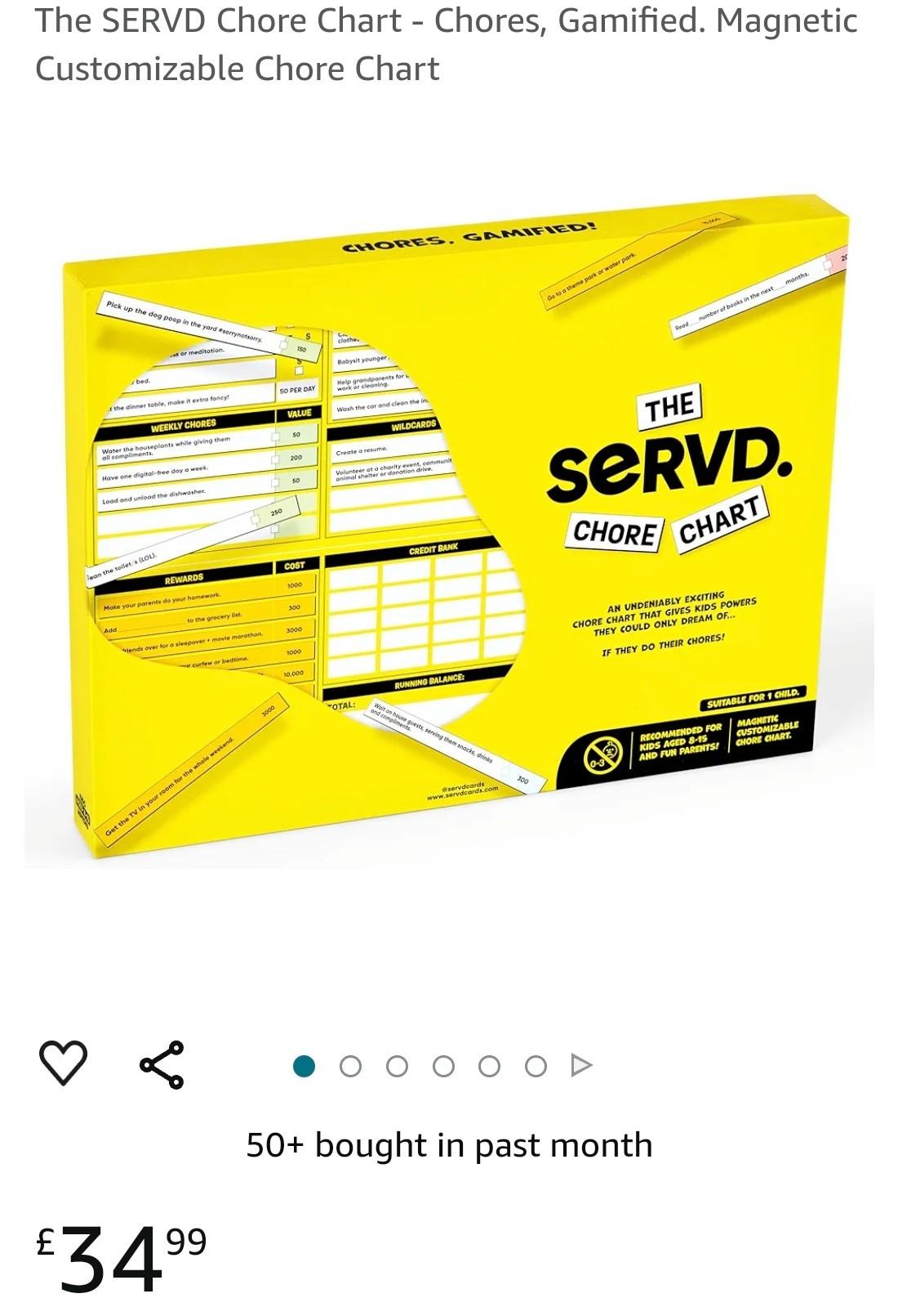 SERVD Chore Chart - Magnetic custom chart in SW17 London for £25.00 for ...
